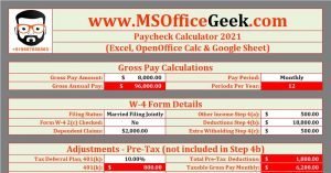 Ready-To-Use Paycheck Calculator Excel Template - MSOfficeGeek