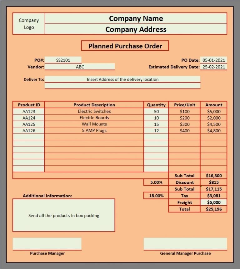 Ready-To-Use Purchase Order Template - MSOfficeGeek