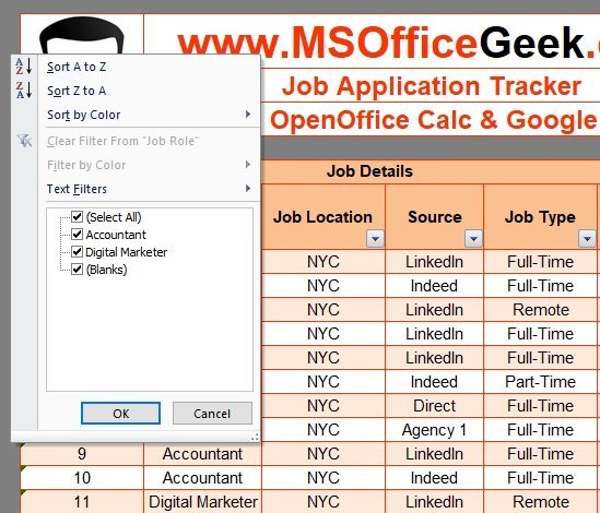 Ready-To-Use Job Application Tracker Template - MSOfficeGeek