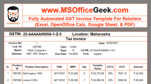 Ready-To-Use GST Invoice Template For Retailers - MSOfficeGeek