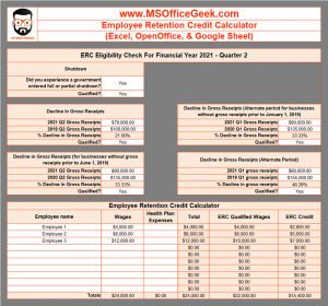 Ready-To-Use Employee Retention Credit Calculator 2021 - MSOfficeGeek