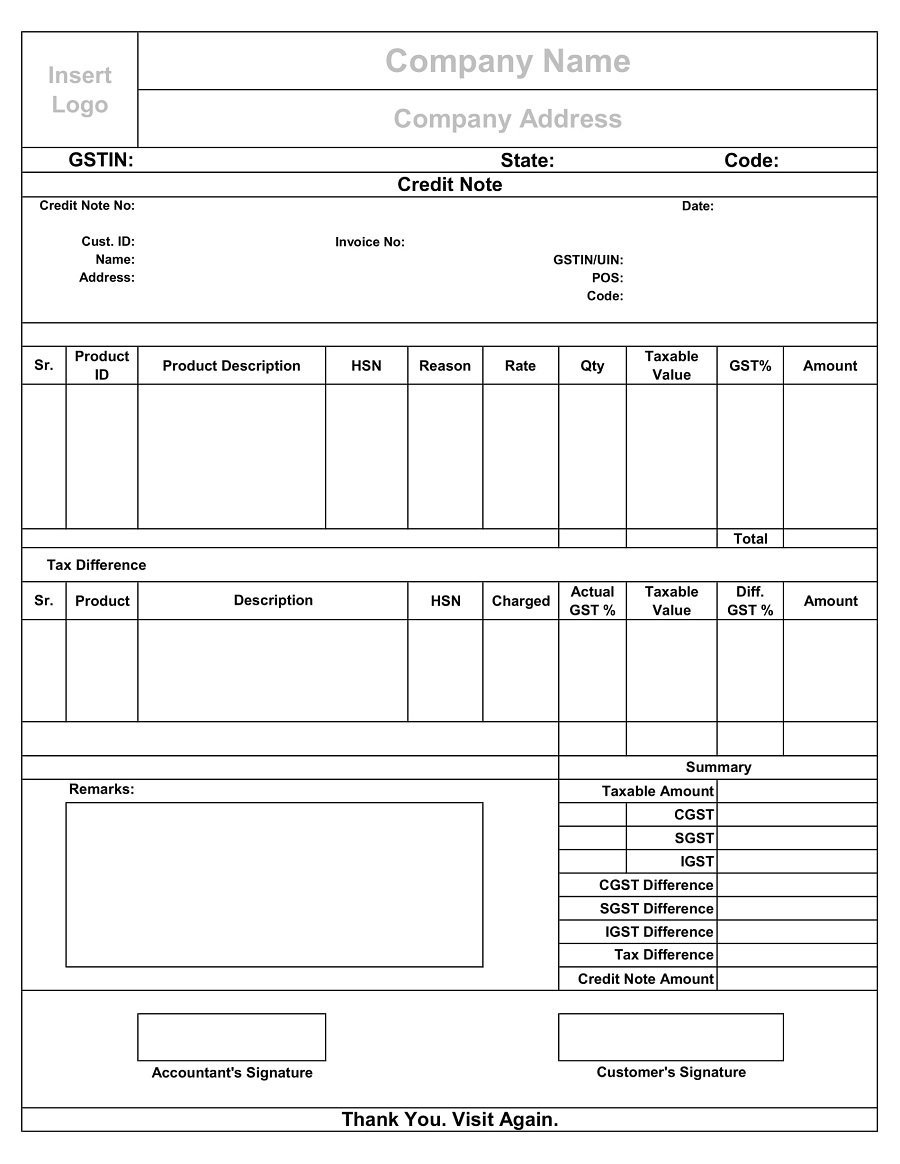 Ready To Use GST Credit Note Format For Goods Return MSOfficeGeek Ready To Use GST Credit Note Format For Goods Return MSOfficeGeek
