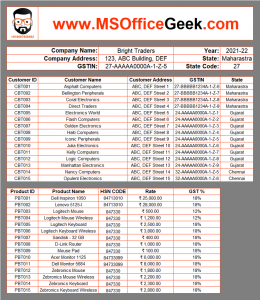Ready-To-Use GST Debit Note Format for Under Billing - MSOfficeGeek