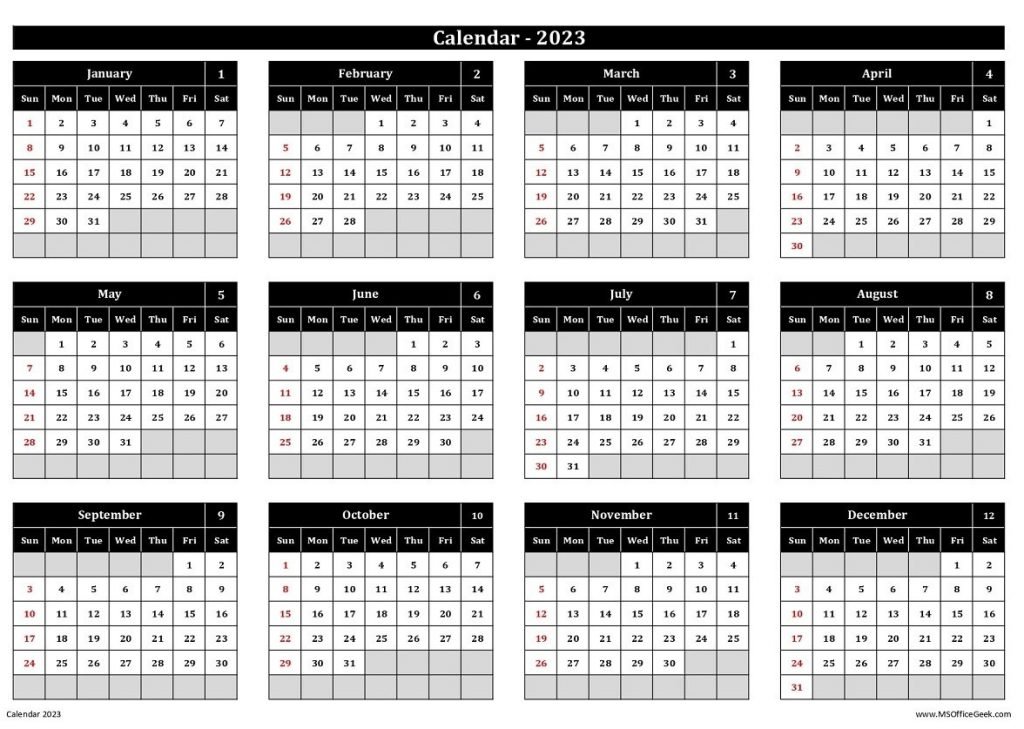 Ready To Use Printable Calendar 2023 MSOfficeGeek