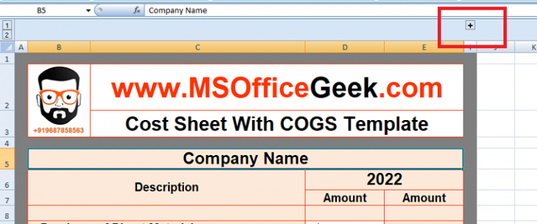 Ready-To-Use Cost Sheet Template - MSOfficeGeek