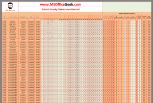 Fully Automated Teacher's Attendance Register Excel Template - MSOfficeGeek